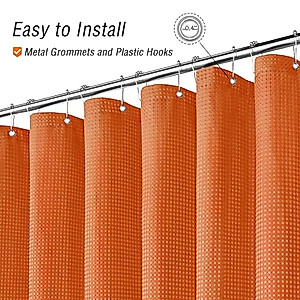 Gibelle Burnt Orange Shower Curtain, Waffle Weave Textured Fabric Shower Curtain for Bathroom - Soft Cloth & Hotel Spa Luxury, Water Repellent, Machine Washable, 72X72, Burnt Orange