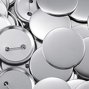 150 Pcs Round Button Parts Blank Button Making Supplies Metal Button Badge Sets for Button Maker Machine, Include Metal Shells Metal Back Cover Clear Film Components (Silver, 58 mm/ 2.28 Inch)