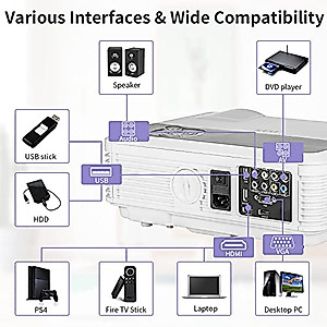 7500 Lumen Native 1080P Full HD Daytime Projector with Keystone Correction & Zoom, 200" Outdoor Movie Smart Projector Compatible with iOS/Android/TV Stick/PS5/DVD