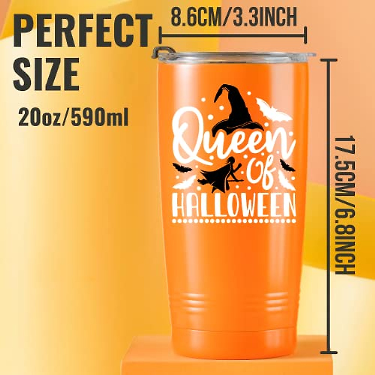 Onebttl Halloween Gifts for Women Adult Hostess, 20oz Travel Tumbler, Funny Gifts for Halloween Lovers or Party's Owner, Halloween Party Supplies - QUEEN OF HALLOWEEN