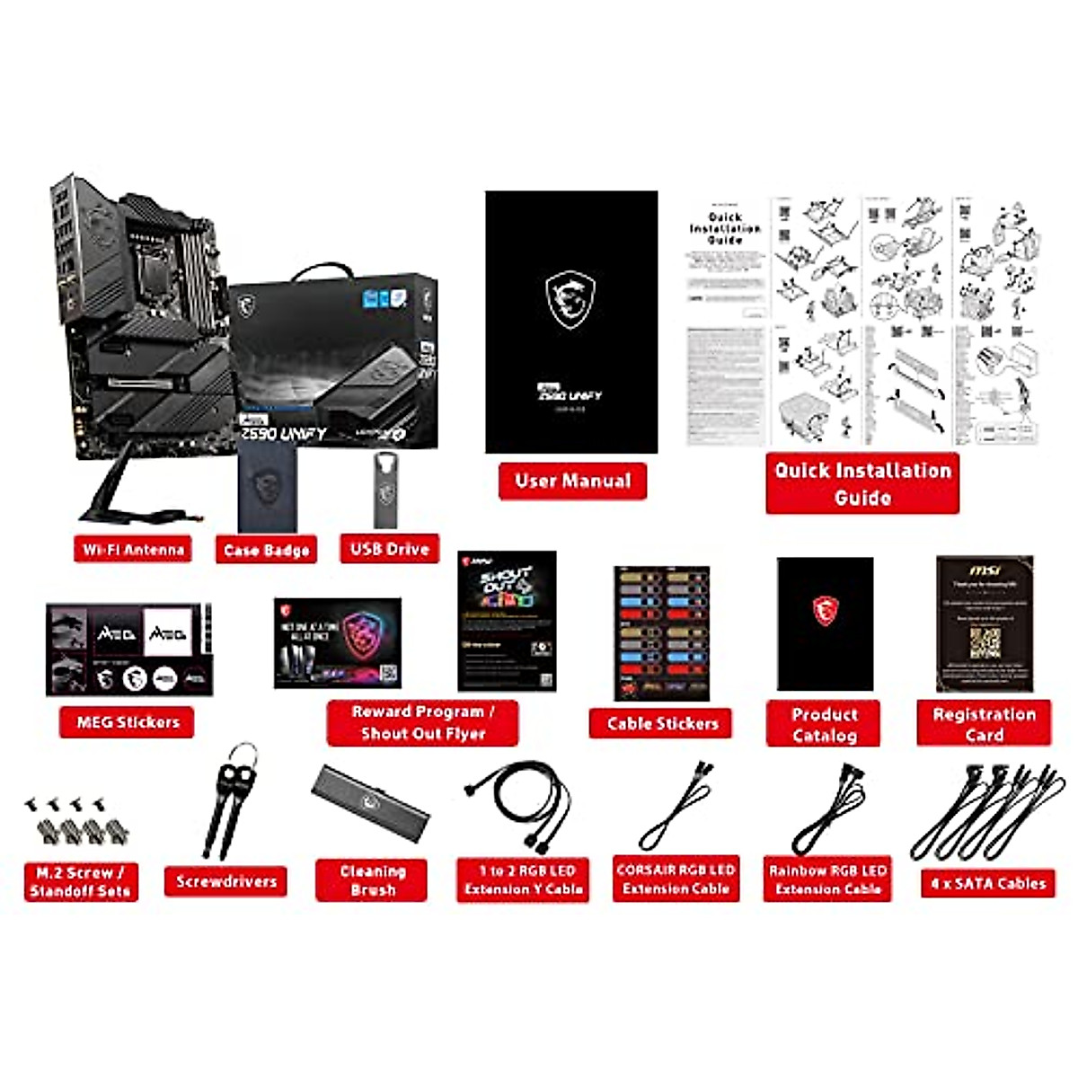 MSI MEG Z590 Unify Gaming Motherboard (ATX, 11th/10th Gen Intel Core, LGA 1200 Socket, DDR4, PCIe 4, SLI/CFX, M.2 Slots, Wi-Fi 6E)