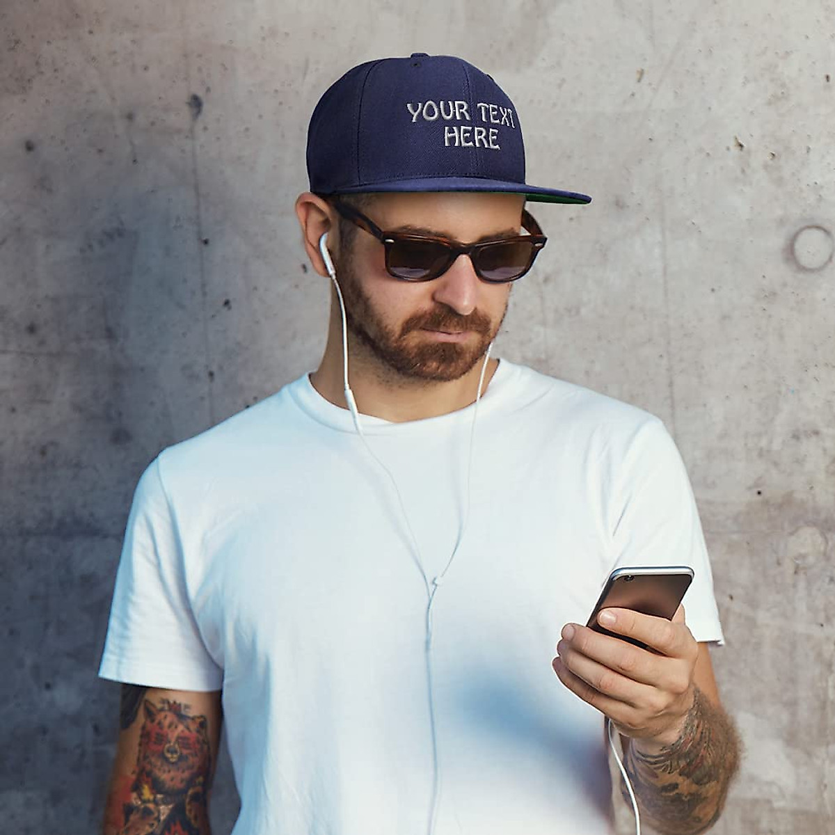 Snapback Hats for Men & Women Custom Personalized Text Acrylic Flat Bill Baseball Cap Snapback Silver Heather Gray One Size