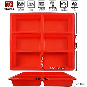 Walfos Silicone Mini Bread Baking Pan 6 Cavities Non-Stick Silicone Mini Loaf Pans 2 Pieces Food Grade Baking Mold For Bread, Cakes, Muffin, Dough, Easy Pop Out and Dishwasher Safe