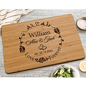 Gifts for Wedding, Personalized Cutting Boards for Couples, Anniversary, Valentines Day, Housewarming Gift - Handmade Customizable Wooden Kitchen Decoration, Gift for New Homeowners - Size 13.5×9.5"