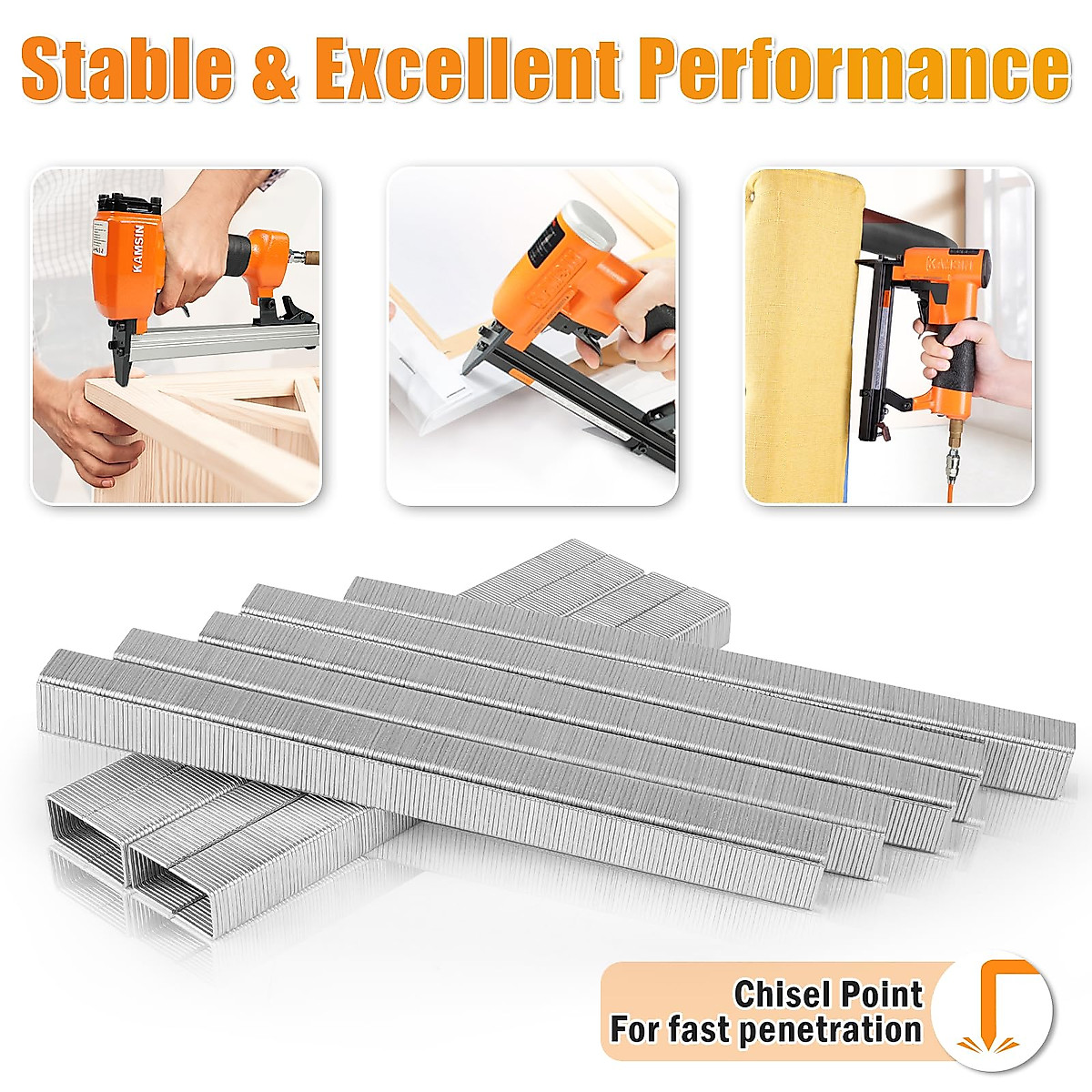Kimsing 7106 22 Gauge 71 Series Galvanized Upholstery Staples, 3/8-inch Crown 1/4-inch Leg Length, Fasteners for Fine Wire Stapler (1 Box)