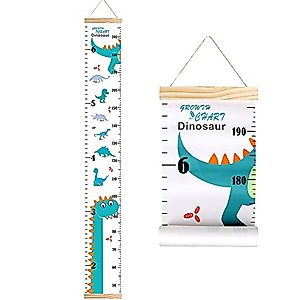 Outivity Growth Chart for Kids, Height Chart for Kids/Boys/Girls/Baby, Canvas & Wooden, Removable Growth Height Chart, Wall Room Decor - Dinosaur