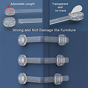 Mr Chen Child Safety Strap Locks (6 Pack) Child Safety Cabinet Proofing for Fridge, Cabinets, Drawers, Toilet, Childproofing Adjustable Multi Use Straps Latches(Transparent)