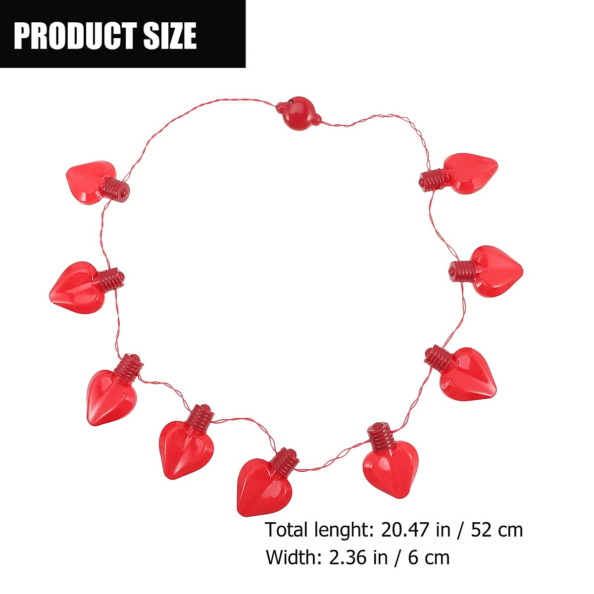 Glowing Heart Shaped Bulb Necklace Led Light up Necklace Valentines Red Love Heart Necklace Glow in The Dark Led Light Bulbs for Kids Adults Wedding Valentines Day Party Decor