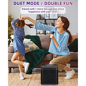 Mini Karaoke Machine for Adults and Kids,Portable Bluetooth Karaoke Speaker for TV, with 2 Wireless Microphones PA Speaker System for Indoor Outdoor Party, Family Party Singing (Elegant Black)