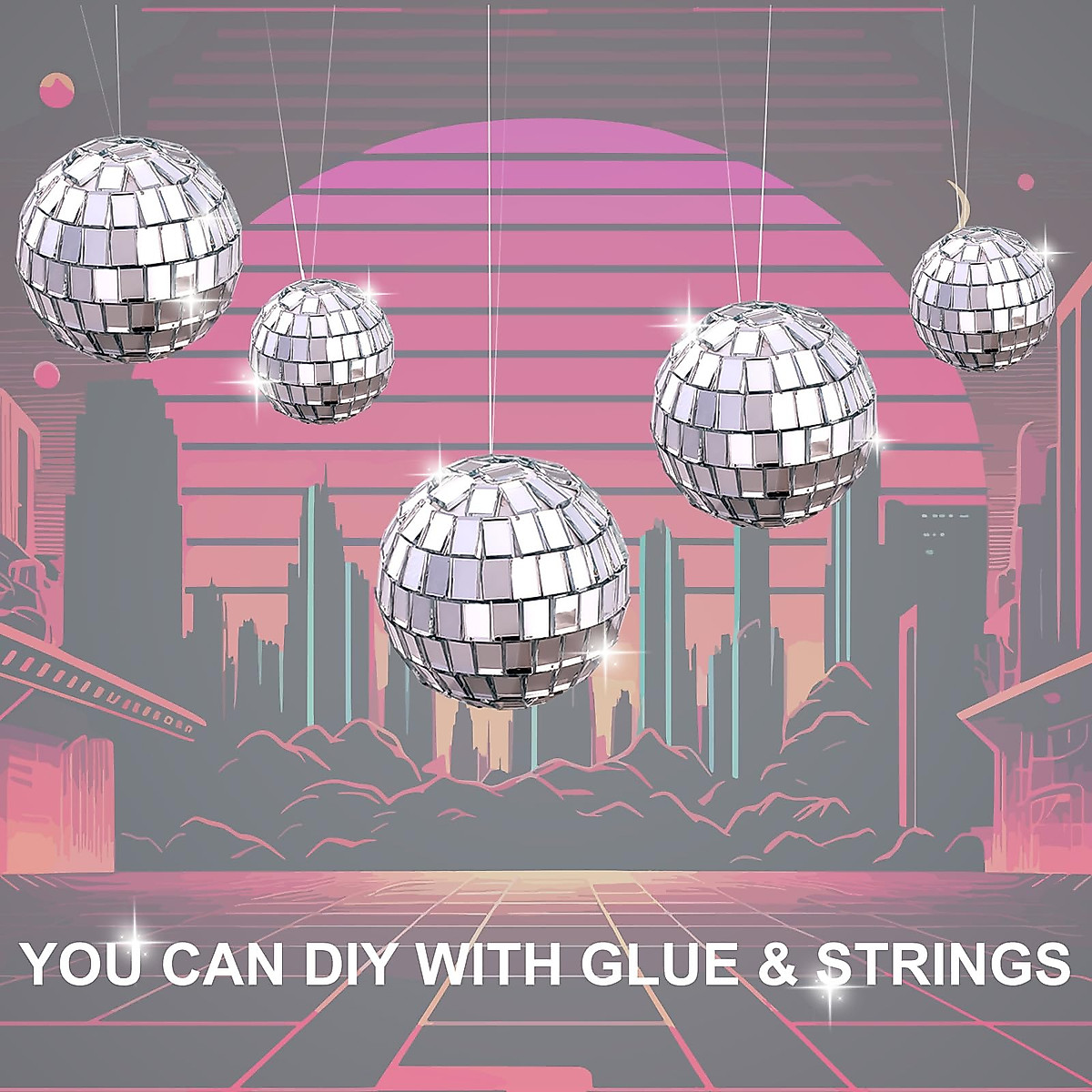 Abeillo 7PCS Disco Ball Cake Topper, Disco Ball Cake Decorations Different Sizes, 70s Disco Themed Dance Party Supplies, Small Disco Balls for Cake Dessert Christmas Party Ornament (Silver)