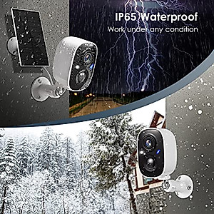 Solar Security Camera Wireless Outdoor with Solar Panel, Battery Powered 1080p WiFi Night Vision Indoor and Outdoor Motion Detection 2-Way Talk IP65 Waterproof Alarm for home security Cloud/SD Storage