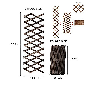 Expandable Garden Trellis, Wooden Lattice Fence Wall Panel Stretchable Decorative Fence Lattice Trellis Frame for Climbing Plants Vine Ivy Rose for Room Patio Garden Decorative Fence (1)