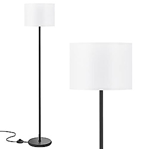 LED Floor Lamp Simple Design, Modern Floor Lamp with Shade, Tall Lamps for Living Room Bedroom Office Dining Room Kitchen, Black Pole Lamp with Foot Switch(Without Bulb)