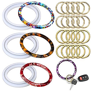 Palksky Wristlet Keychains Molds, Key Ring Bracelet Molds for Epoxy Resin Molds Casting, Silicone Mold for Car Key Chain Bracelets Wristlet Wallet with 10pcs Key Chains and 10pcs Key Rings