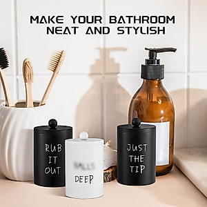 6 Pcs Apothecary Jars with Lids Wooden Qtip Holder Cotton Ball Holder Rustic Cotton Swab Holder Wood Bathroom Canisters Farmhouse Qtip Dispenser for Bathroom Accessories Decor Storage Organization