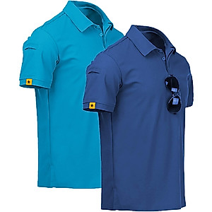 V VALANCH Short Sleeve Polo Shirts for Men 2 Pack Summer Shirt Moisture Wicking Golf Polo Tennis Shirt