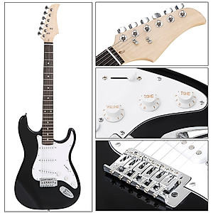Saicool 39 Inch Full Size Electric Guitar Beginner Kit - Complete Starter Kit Bundle with 10w Amplifie, Carry Bag, Strap, Strings, Pick,for Music Lover Beginner,Black