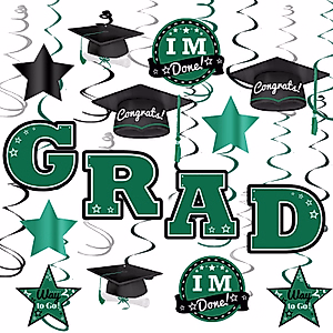Bunny Chorus Graduation Party Decorations 2022, 36 Pcs Class of 2022 Graduation Party Supplies, Hanging Swirls Green and Black Graduation Decorations 2022, Congrats Grad Party Favors, No DIY Required