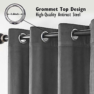 ChrisDowa Grey Velvet Curtains 84 inches Long, 2 Panels Set Thermal Insulated Room Darkening Velvet Curtains for Living Room, Privacy Grommet Window Curtains for Bedroom (Gray, 52 x 84 Inch)