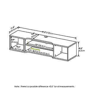 Furinno Indo Floating Storage Hutch Media Console, Columbia Walnut