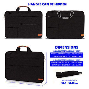 KINGSLONG Laptop Bag 17 17.3 Inch Laptop Shoulder Messenger Bag Case Sleeve, Lightweight Slim Computer Notebook Ultrabooks Carrying Case Briefcase Cover Men Women for Acer Asus Dell Lenovo HP Black