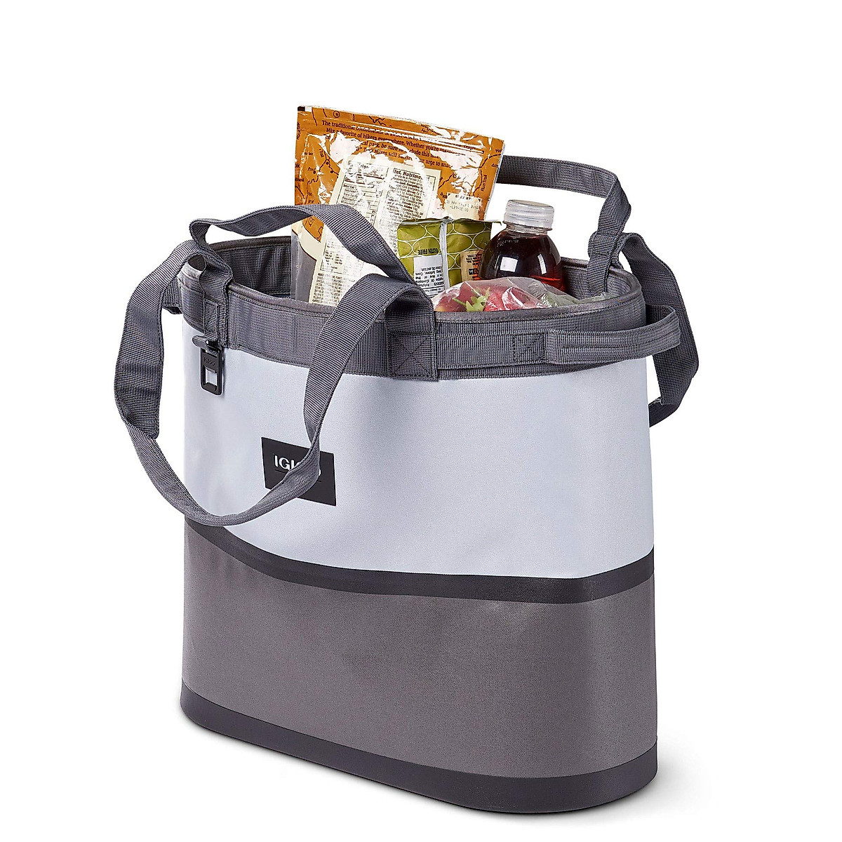 Igloo Reactor Portable 56-Can & Wine Bottle Soft Sided Insulated Leakproof Water Resistant Cinch Cooler-Tote Bag with Bottle Opener for Hiking, Camping, Fishing, & Picnic, Gray Asphalt