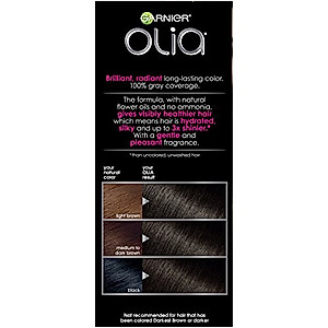 Garnier Olia Ammonia-Free Brilliant Color Oil-Rich Permanent Hair Color, 4.11 Dark Platinum Brown (Pack of 1) Brown Hair Dye (Packaging May Vary)