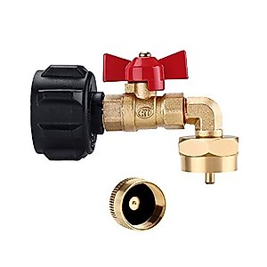 WADEO QCC1 Propane Refill Elbow Adapter, Propane Bottle Refill Adapter with ON-Off Control Valve for 1LB Propane Tank to Be Refilled Gas from 5~40 LB Propane Tank