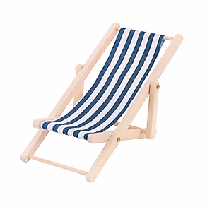 STOBOK 1:12 Mini Wooden Beach Chair, Miniature Beach Chair Longue Deck Chair Mini Beach Chairs Mini House Furniture Miniature Adornments for Craft Dollhouse Accessories