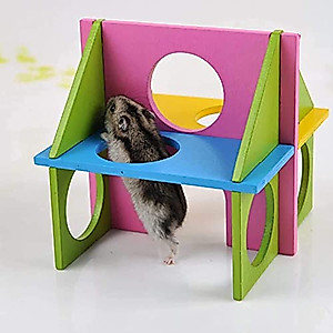 Litewoo Hamster Wooden Tunnel Toy Exercise House Funny Seesaw Hideaway Grinding Teeth for Small Pets Chinchilla Gerbil Rat Mouse Guinea Pig Intelligence Toy