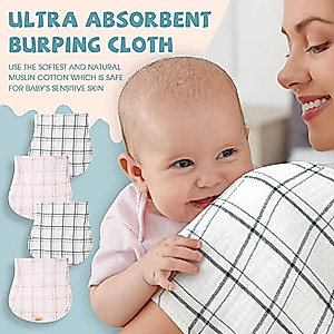 MUKIN Baby Burp Cloths - Neutral 100% Cotton Burping Cloth Set for Babies. Burp Rags, Burp Clothes for Newborn Unisex Baby Boy&Girl. Soft Absorbent Breathable Baby Spit Up Rags