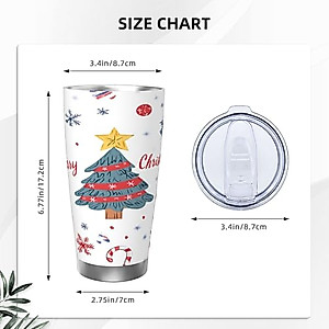 AYCZN Christmas Tree Snowflake 20 OZ Tumbler Stainless Steel Travel Coffee Mug, Xmas Insulated Water Bottle with Lid and Straws Leakproof Thermal Cup