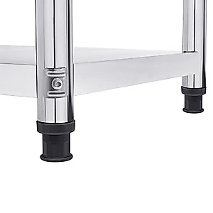 32"×16" Stainless Steel Table, Heavy Duty Stainless Steel Table for Prep, Shelf Organizer Kitchen Storage Shelves Garage Shelves, Commercial Kitchen Work Table for Restaurant, Home and Hotel, Silver