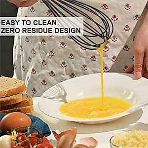 DIGHEIGG Silicone Whisk for Cooking, Wisk Set Egg Beater for Non-Stick Cookware for Whisking, Blending, Beating, Frothing & Stirring Kitchen Decor and Accessories, Black, Set of 2