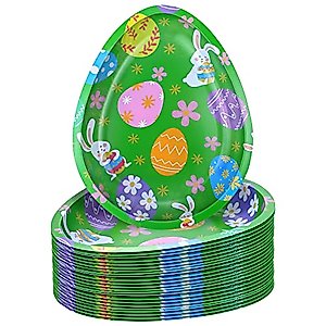 Shojoy 24 Pieces Easter Snack Tray Plastic Easter Egg Dessert Plates Easter Serving Tray Easter Bunny Serveware Party Serving Platter for Easter Party Decorations and Supplies