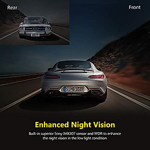 Z-Edge WiFi Dash Cam, 1920x1080P FHD, Front and Rear Dash Cam, Dual Cam, Car DVR, Night Vision, Parking Mode, G-Sensor, Loop Recording