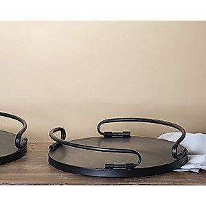 Foreside Home & Garden Metal 14 x 14 inch Round Decorative Tray, Small