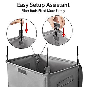 WOWLIVE 90L Large Laundry Hamper with Lid and Wheels Rolling Collapsible Laundry Basket Handle Foldable Tall Dirty Clothes Hamper Dorm Room Storage for Bedroom Bathroom, Grey