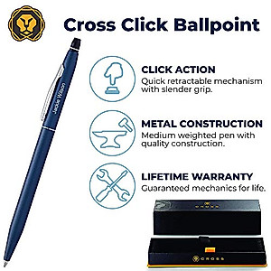 Dayspring Pens Cross Pen | Personalized Cross Click Ballpoint Pen - Midnight Blue. Custom Name Engraved. AT0622-121. Comes in Cross Gift Case. | Engraving