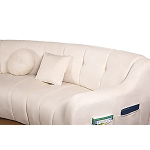 Legend Vansen Velvet Floor Sofa 3 Seats Symmetrical Modular Legless Corner Curved Round couches Sectional, 127", Cream