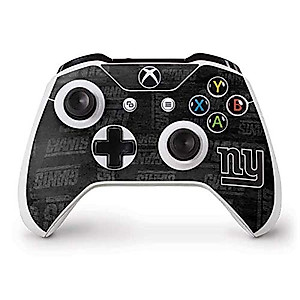 Skinit Decal Gaming Skin compatible with Xbox One S Controller - Officially Licensed NFL New York Giants Black & White Design