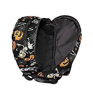 JIPONI Halloween Pumpkin Skull Skeleton Backpack For Women Men, Student School Bag Bookbag Travel Laptop Backpack Purse Daypack