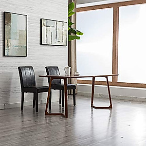 Dining Chairs Set of 2 Solid Wood Leatherette Parson Chairs(Black)