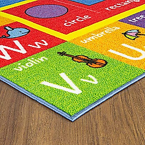 KC Cubs ABC Alphabet, Numbers & Shapes Educational Learning & Fun Game Play Area Rug for Kids Bedroom, Toddler Classroom and Baby Playroom