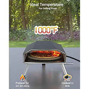 RIEDHOFF 16" Gas Outdoor Pizza Oven, [Automatic Rotating] [Foldable Legs] Portable Pizza Maker, 1000°F 8000W [Quickly Bake] [Stainless Steel] Rotatable Pizza Grill for Outdoor Cooking Camping