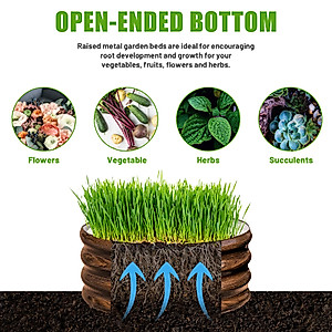 SnugNiture 3 Pcs 2x2x1ft Round Galvanized Raised Garden Bed Kit Outdoor, Metal Planter Box for Planting Plants Vegetables, Brown