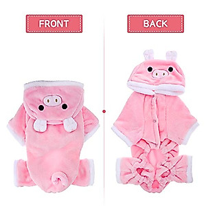 Balacoo Pet Costum, Pink Pig Puppy Clothes Hoodie Warm Coat Funny Pet Dog Cat Clothes for Christmas Cosplay Pimk