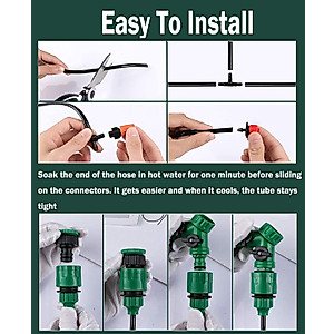 100ft/30M Drip Irrigation Kit 154PCS DIY Automatic Garden Irrigation System with 2 Outlet Water Sprinkler Timer for Garden,Greenhouse 1/4" Tubing Hose Adjustable Nozzles Micro Drip Set