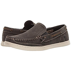 Margaritaville Men's Dock Boat Leather Lace, Lightweight Slip On Shoes, Black, 10