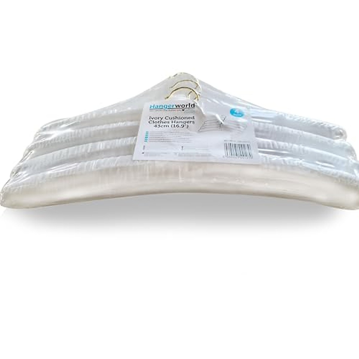 HANGERWORLD 4 Ivory 17inch Classic Satin Padded Hangers for Wedding Dress Non-Slip with Gilt Hook